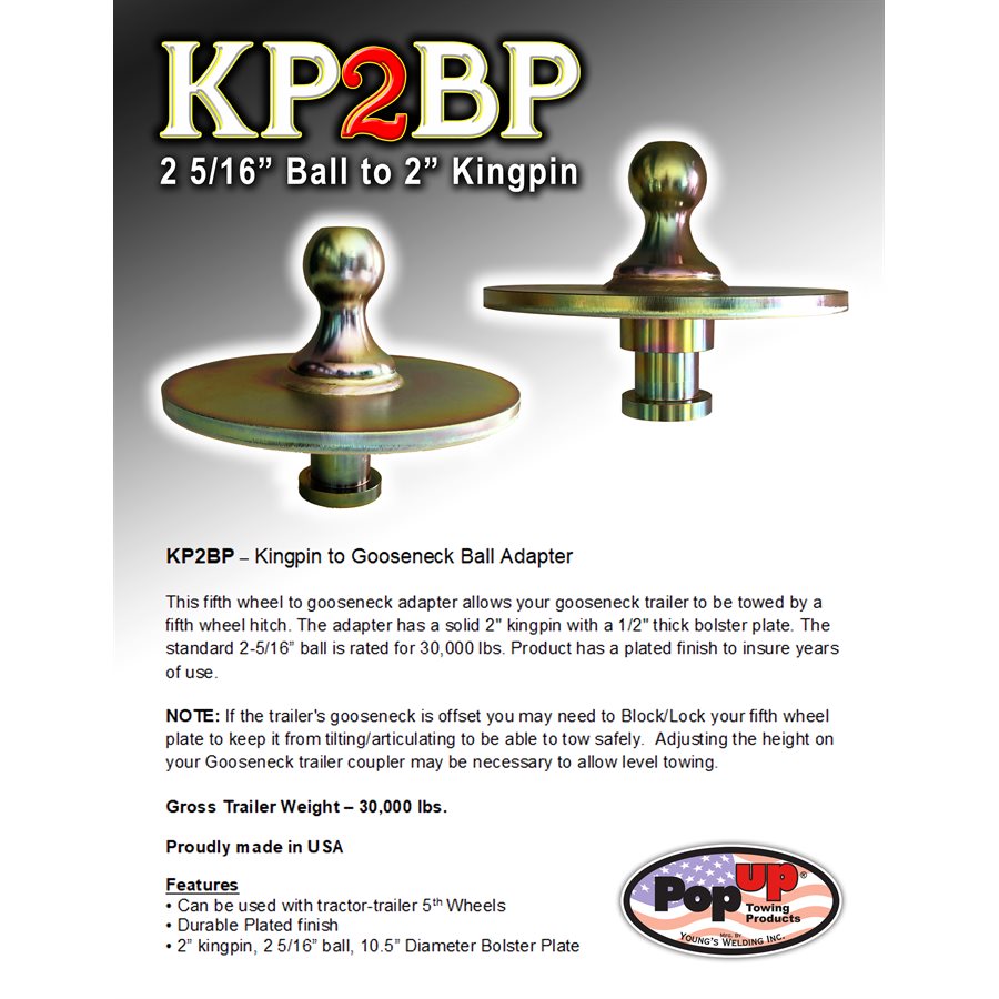 Kingpin to Gooseneck 30K Adpt